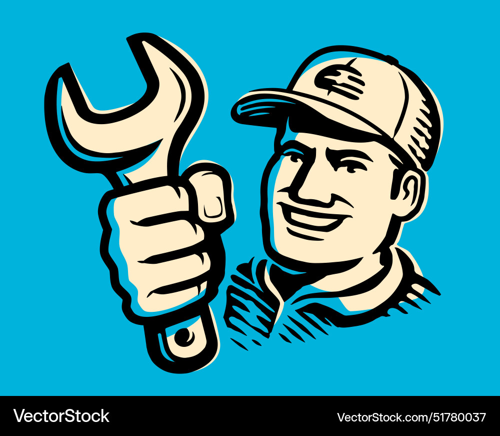 Service work repairs emblem male mechanic Vector Image