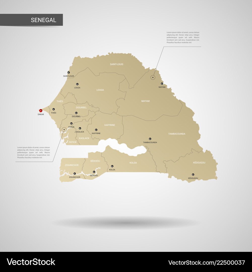 Stylized senegal map Royalty Free Vector Image