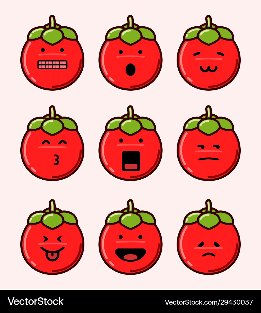 Tomato emoticon set Royalty Free Vector Image - VectorStock