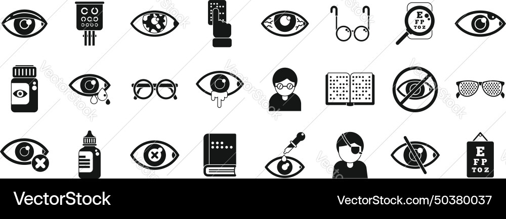 Visual impairment icons set simple blind Vector Image
