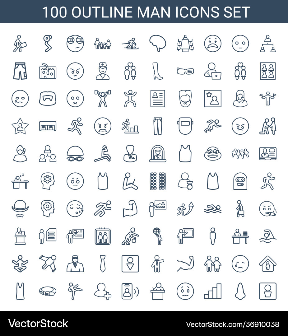 100 man icons Royalty Free Vector Image - VectorStock