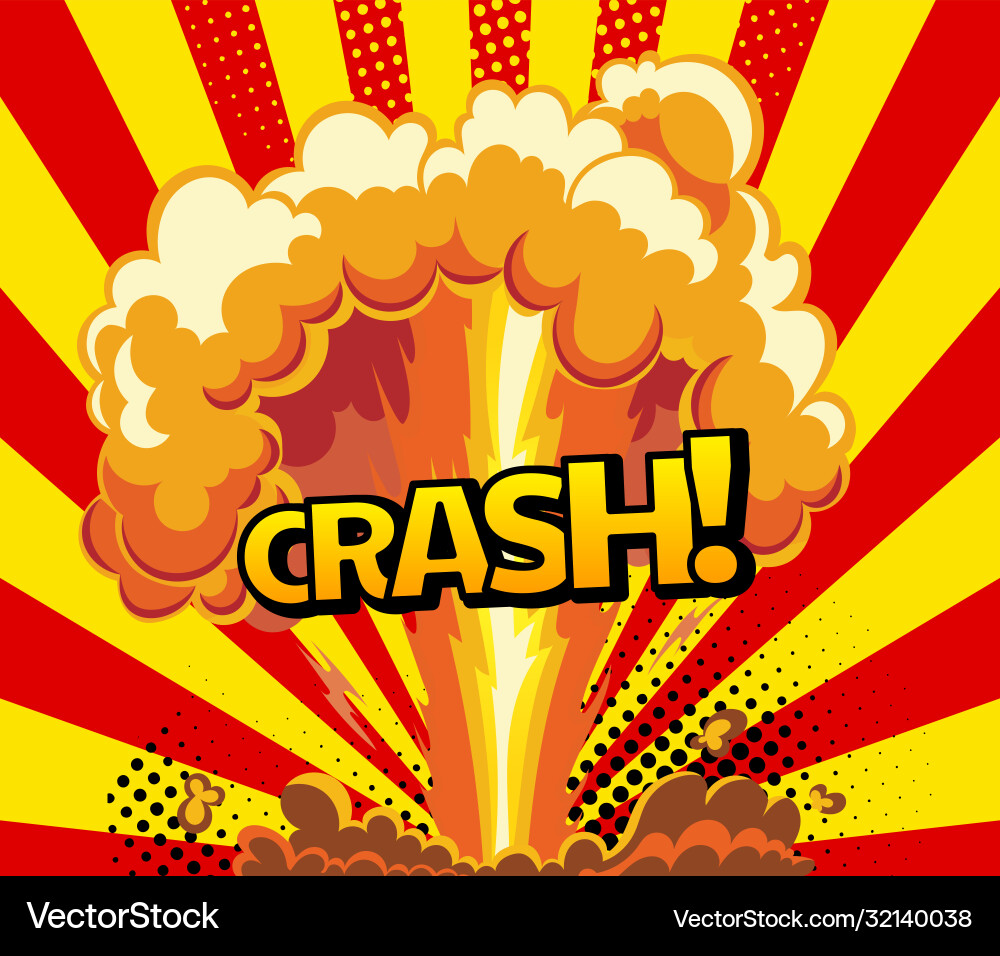 Cartoon explosion effect with smoke colorful Vector Image