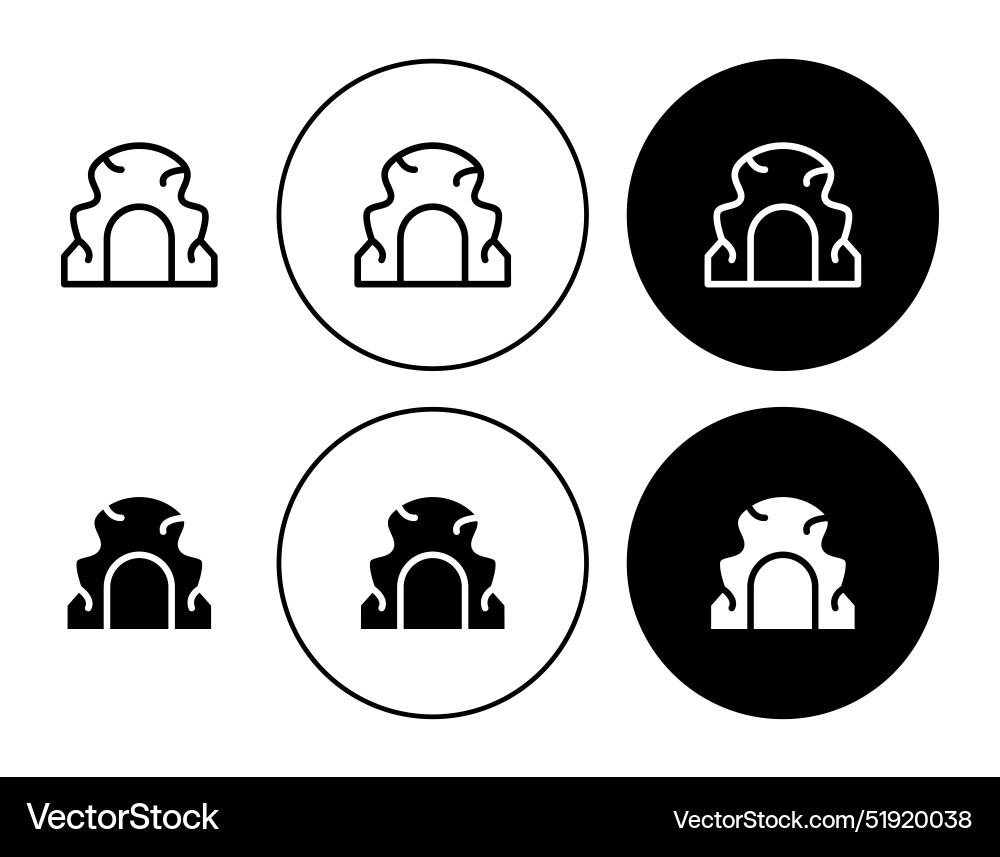 Cave icon collection of outline thin line symbol Vector Image