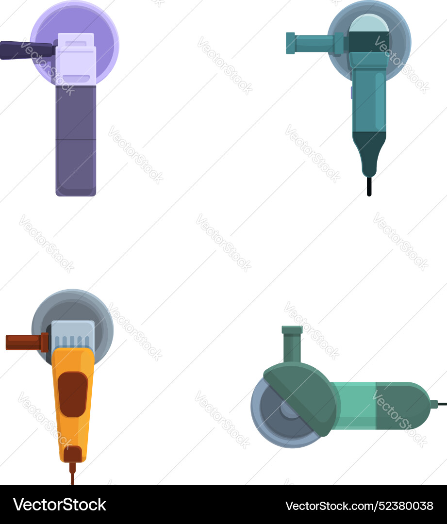 Electric grinder icons set cartoon various Vector Image