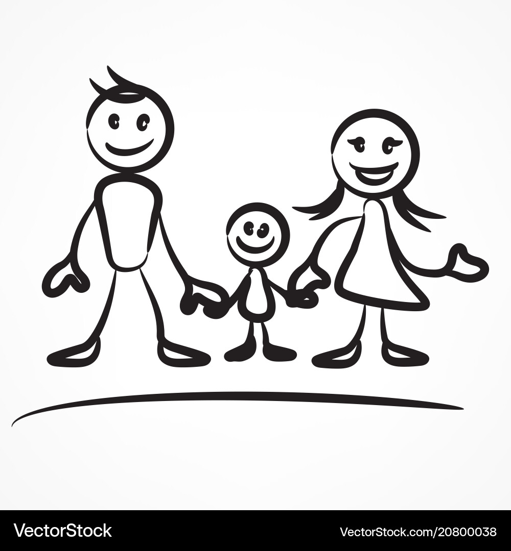 Family stick figure Royalty Free Vector Image - VectorStock