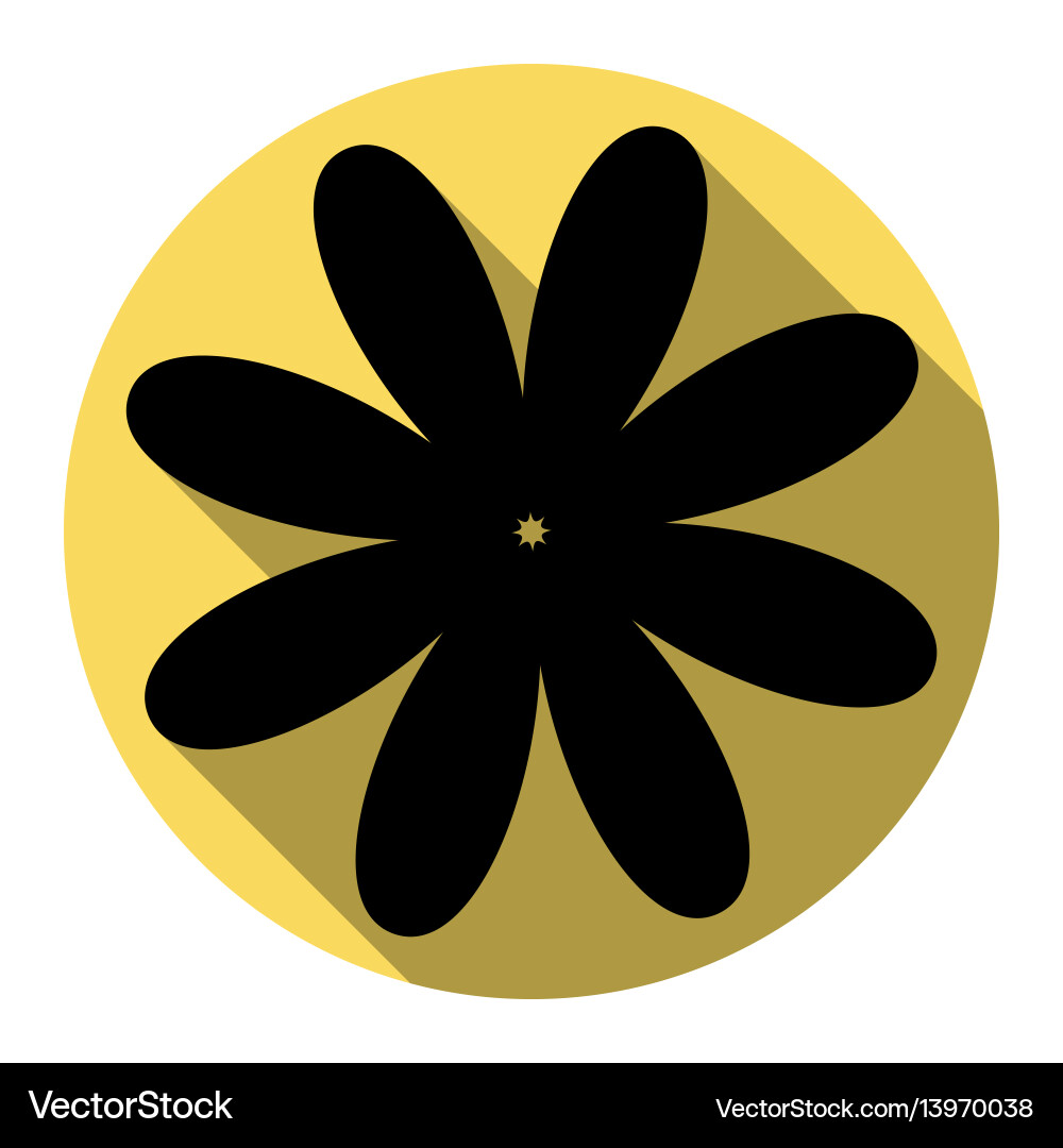 Flower sign flat black icon Royalty Free Vector Image