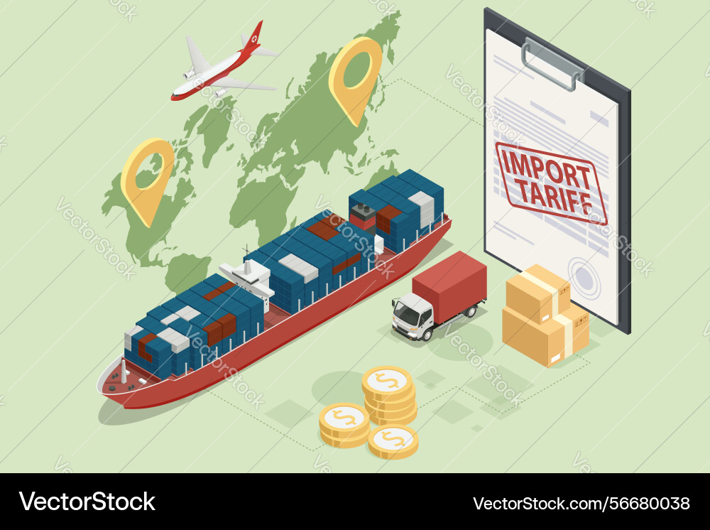 Isometric showing rising us import tariffs Vector Image