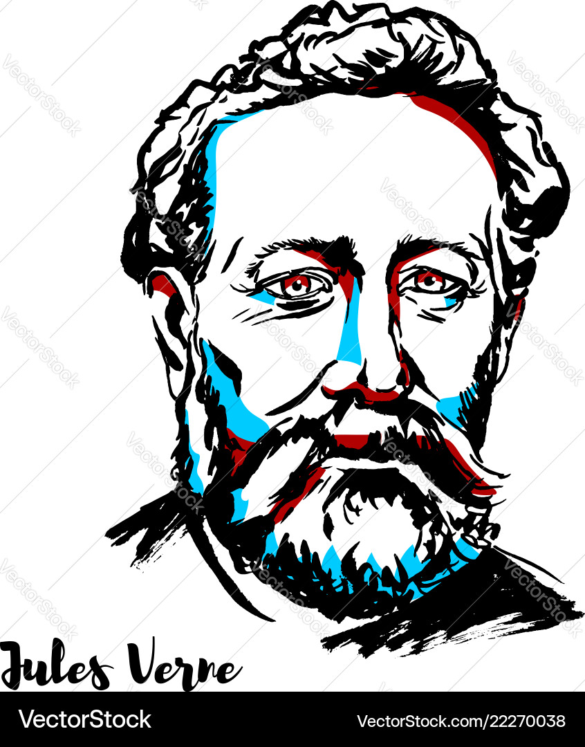 Jules verne portrait Royalty Free Vector Image
