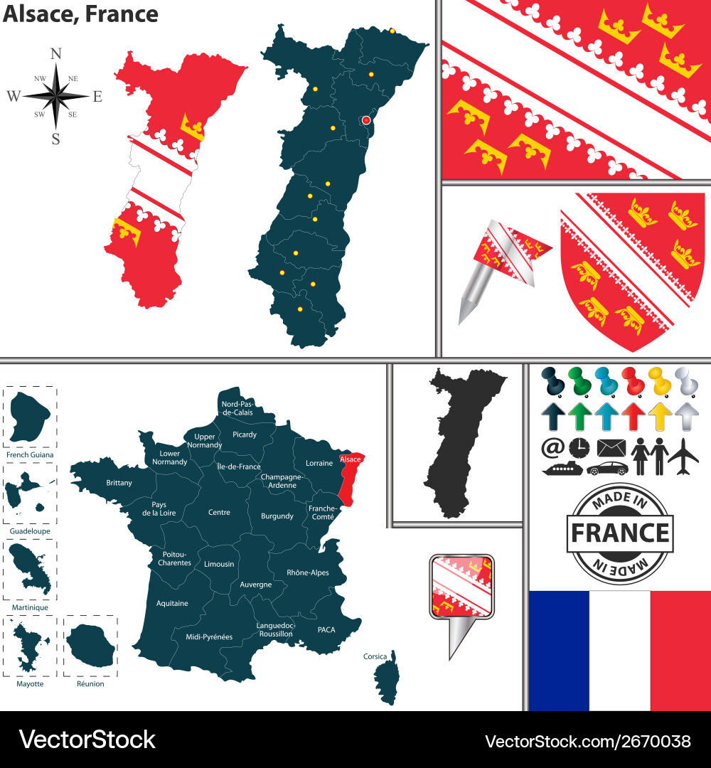 Map of alsace Royalty Free Vector Image - VectorStock
