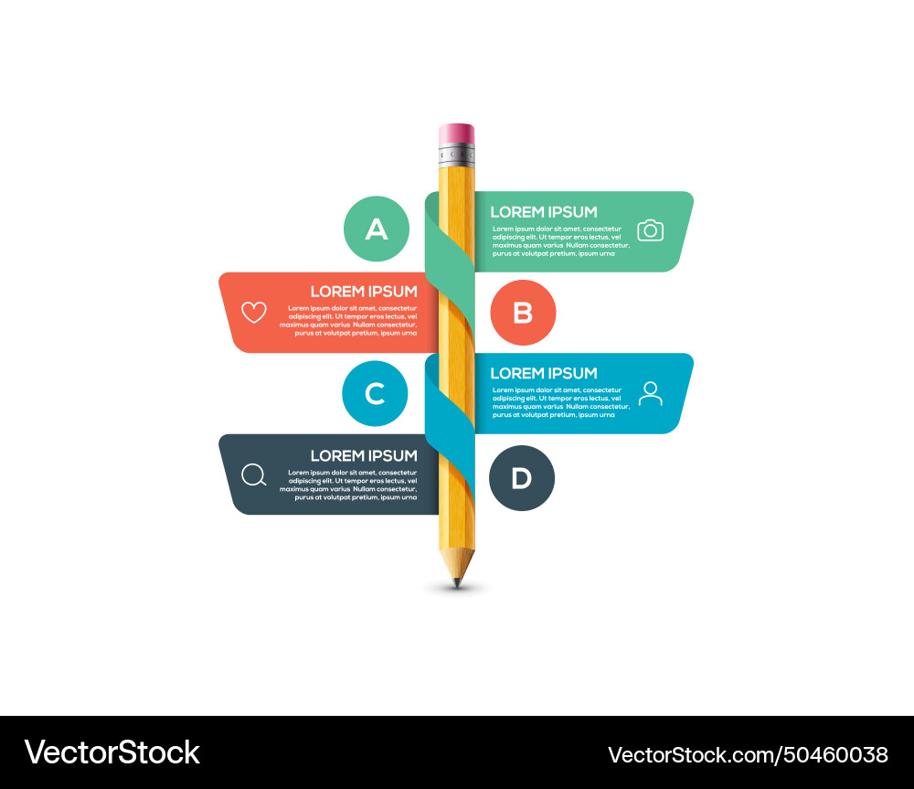 Pencil info graphic design template Royalty Free Vector