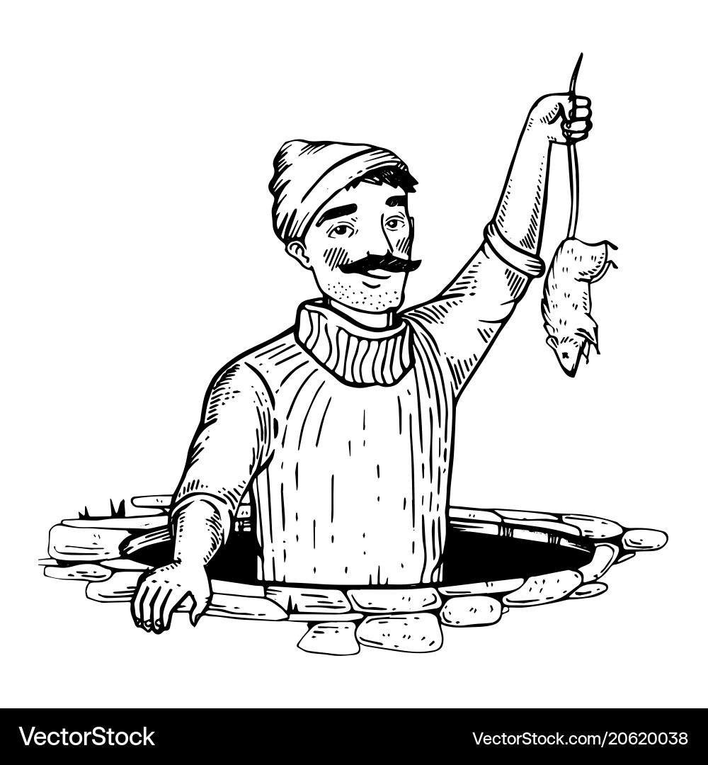 Rat catcher engraving Royalty Free Vector Image