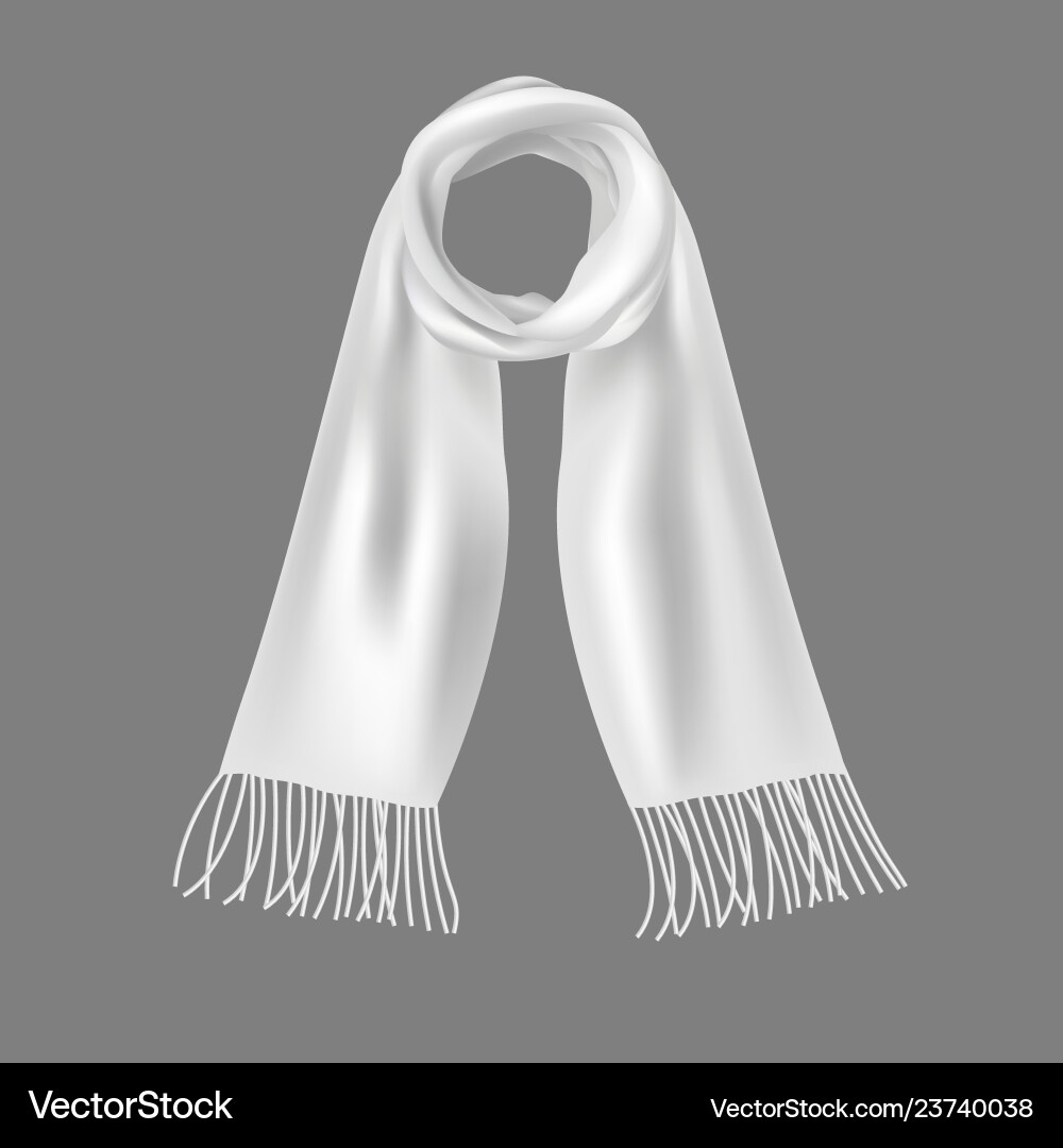 Realistic 3d detailed soft white scarf Royalty Free Vector