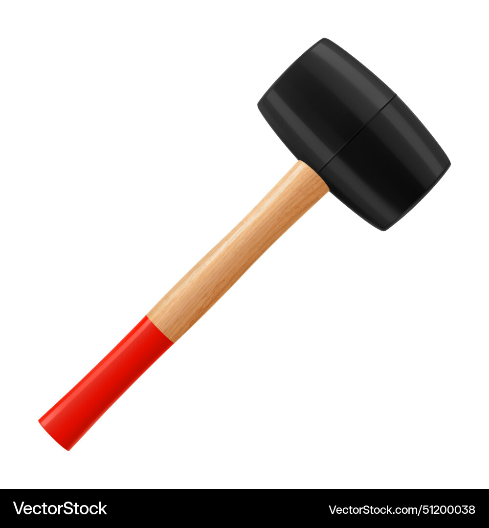 Rubber mallet with wooden handle isolated Vector Image