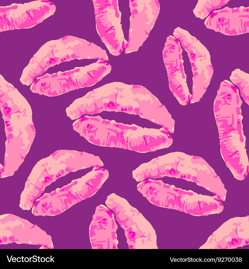 Seamless pattern with rose lips on a purple Vector Image