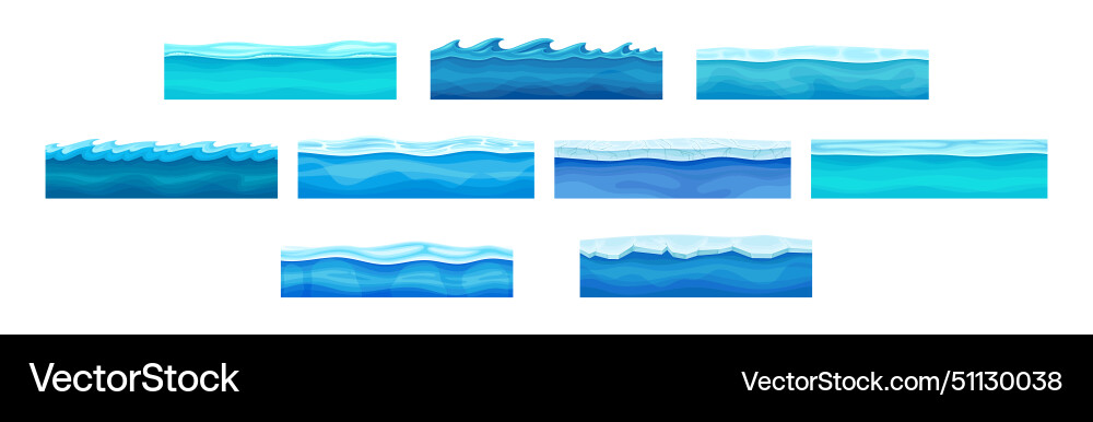 Seamless water and ocean layers for game Vector Image