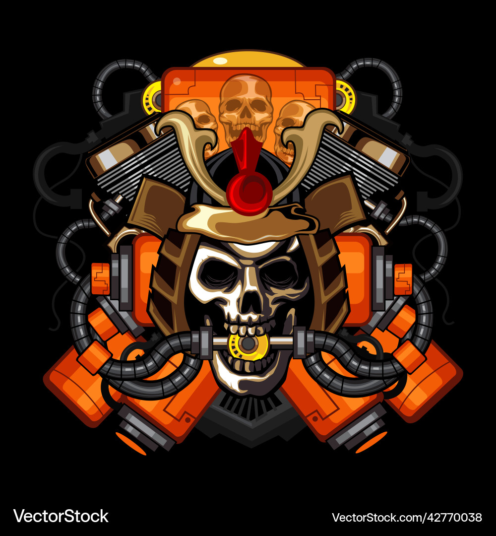 Skull devil cyborg mascot cartoon Royalty Free Vector Image