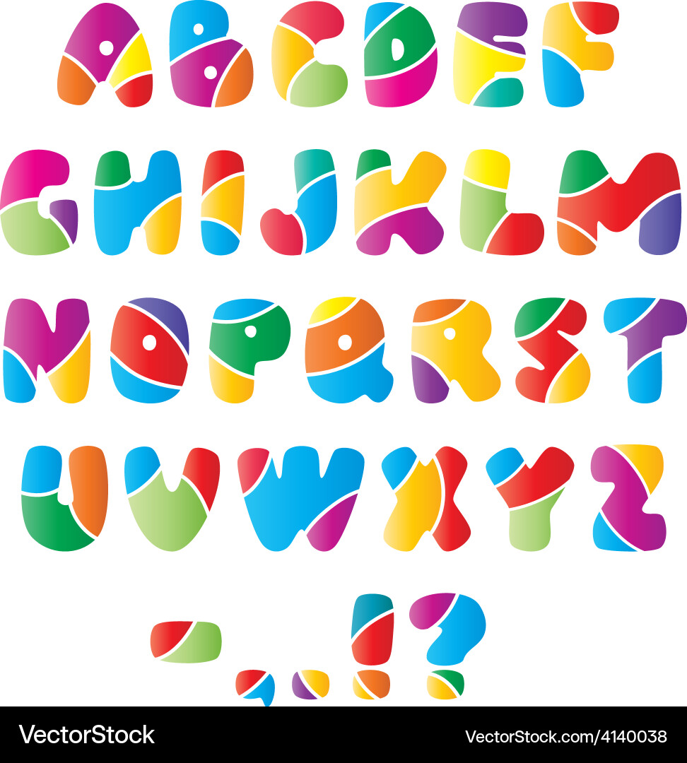 Striped Colorful Alphabet Font Royalty Free Vector Image