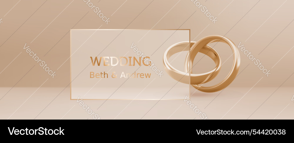 Wedding banner template with golden rings Vector Image