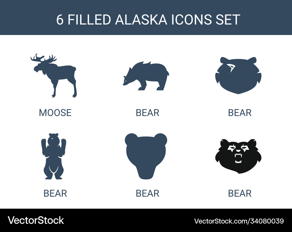 6 alaska icons Royalty Free Vector Image - VectorStock