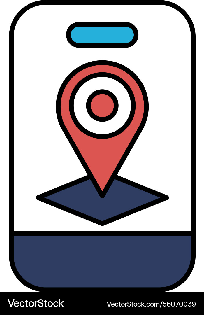 A phone with red dot on it that says map Vector Image