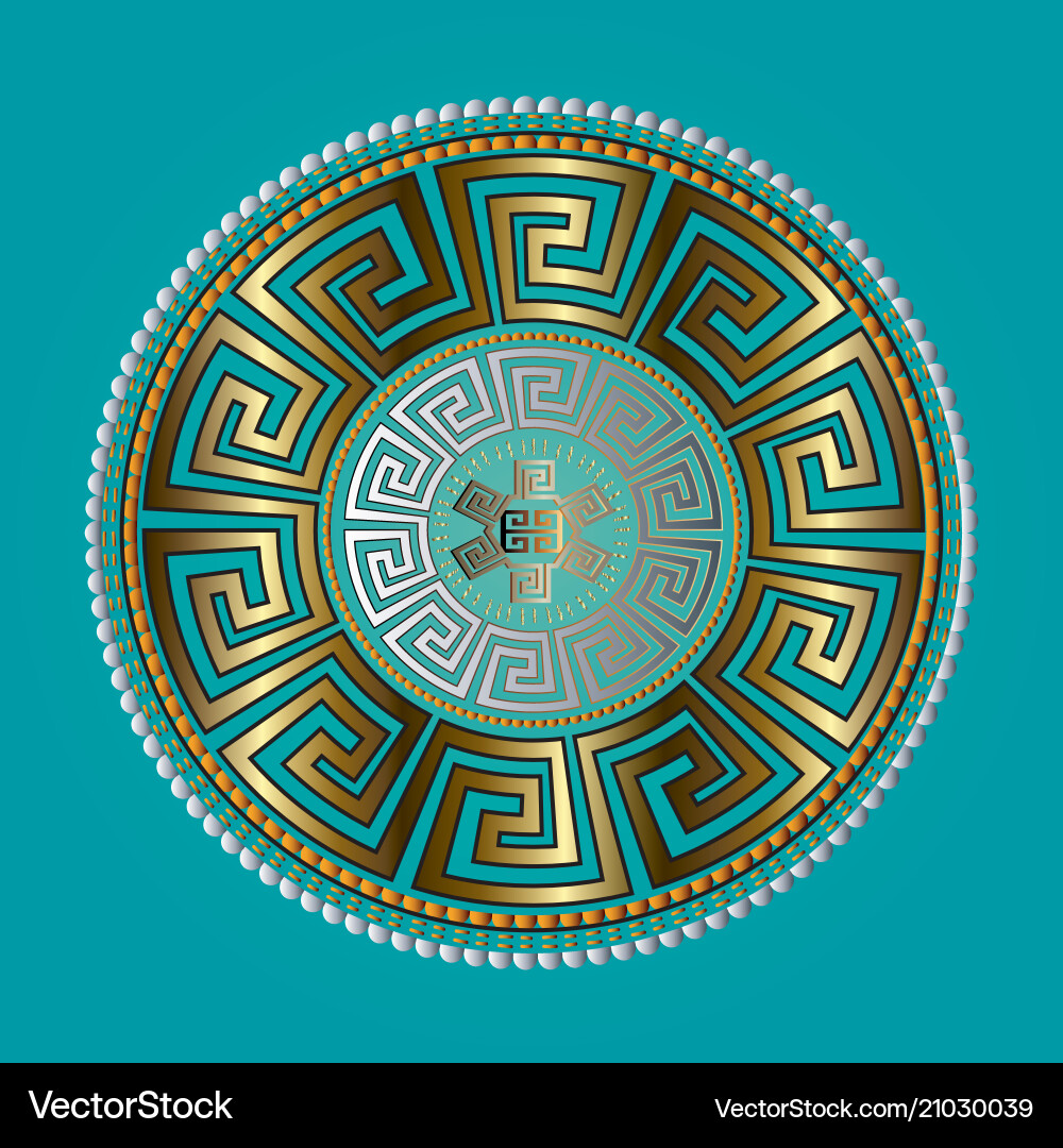 Ancient round ornament gold meander Royalty Free Vector