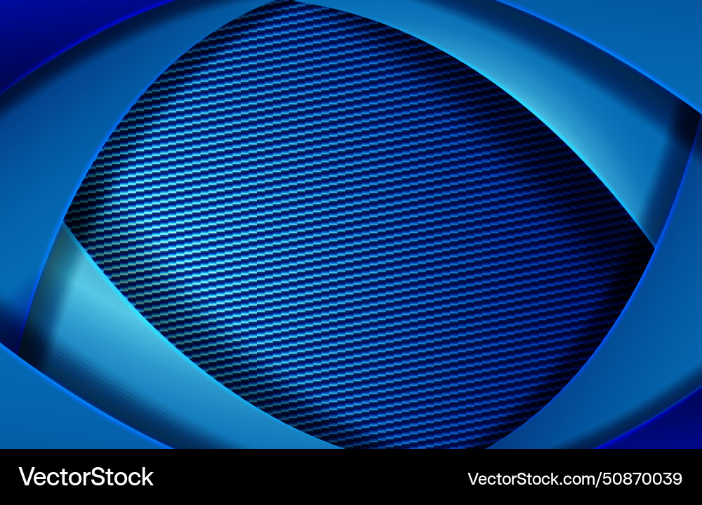 Blue metallic background with carbon fiber Vector Image