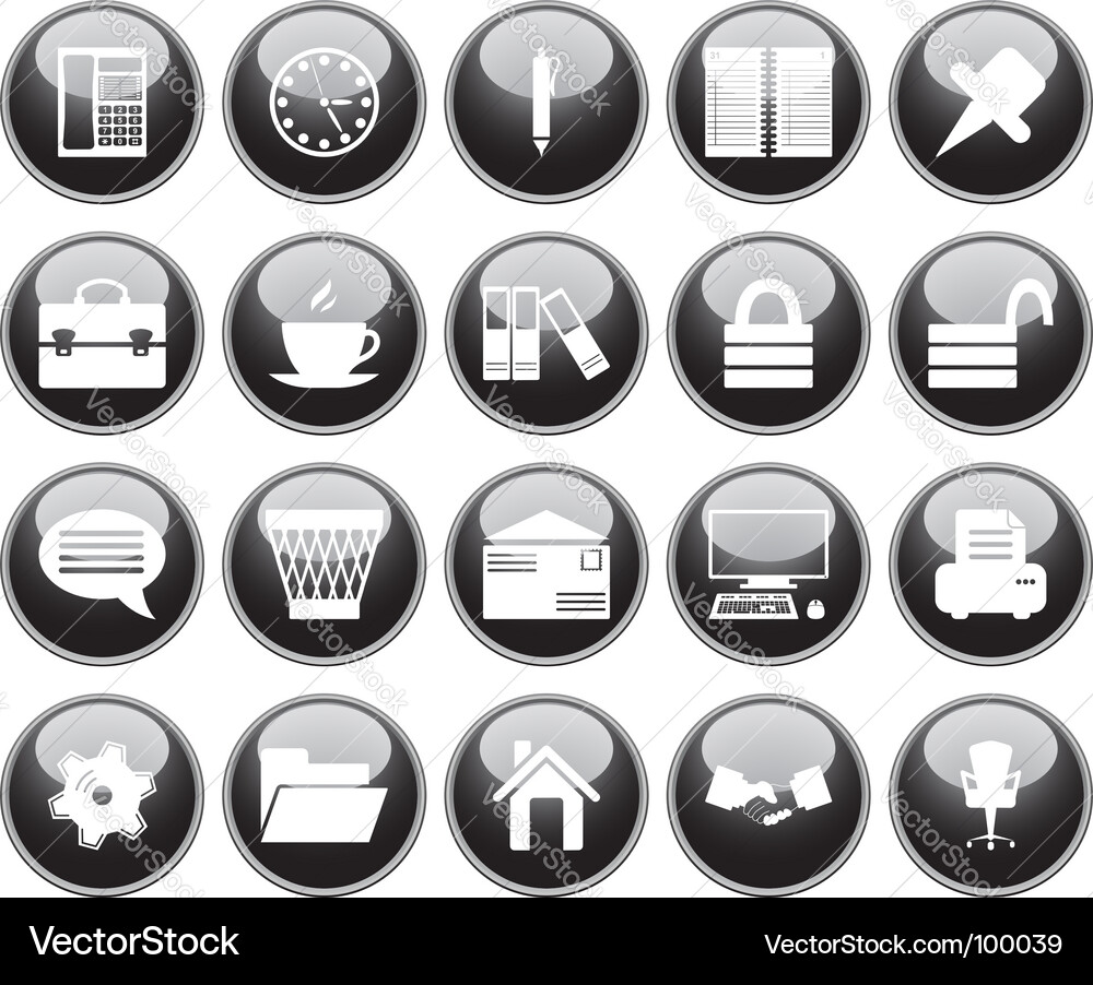 Business and office icons set Royalty Free Vector Image