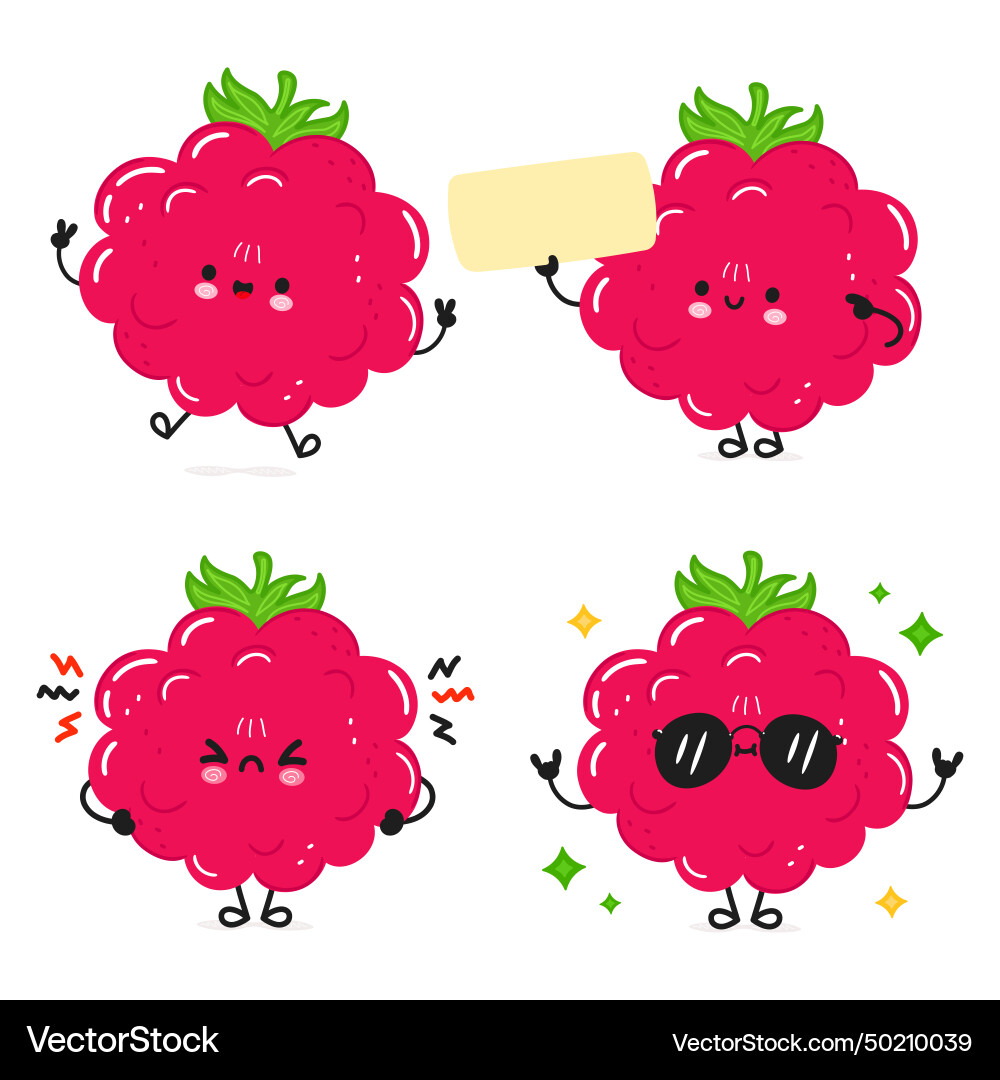 Funny raspberries characters bundle set hand Vector Image