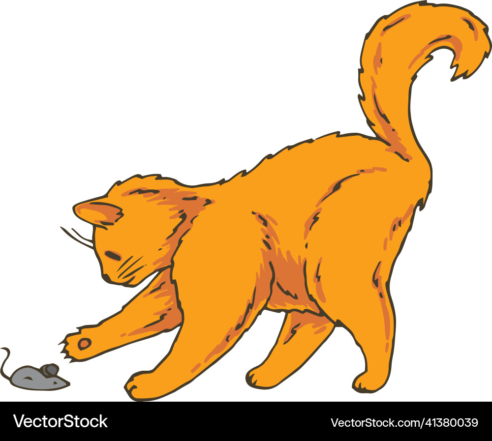 Ginger cat and mouse Royalty Free Vector Image