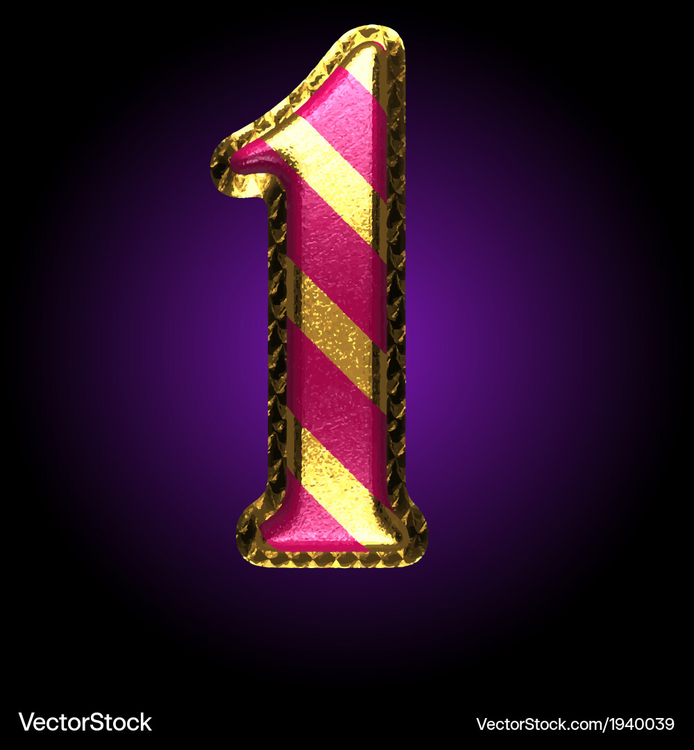 Golden and red letter 1 Royalty Free Vector Image