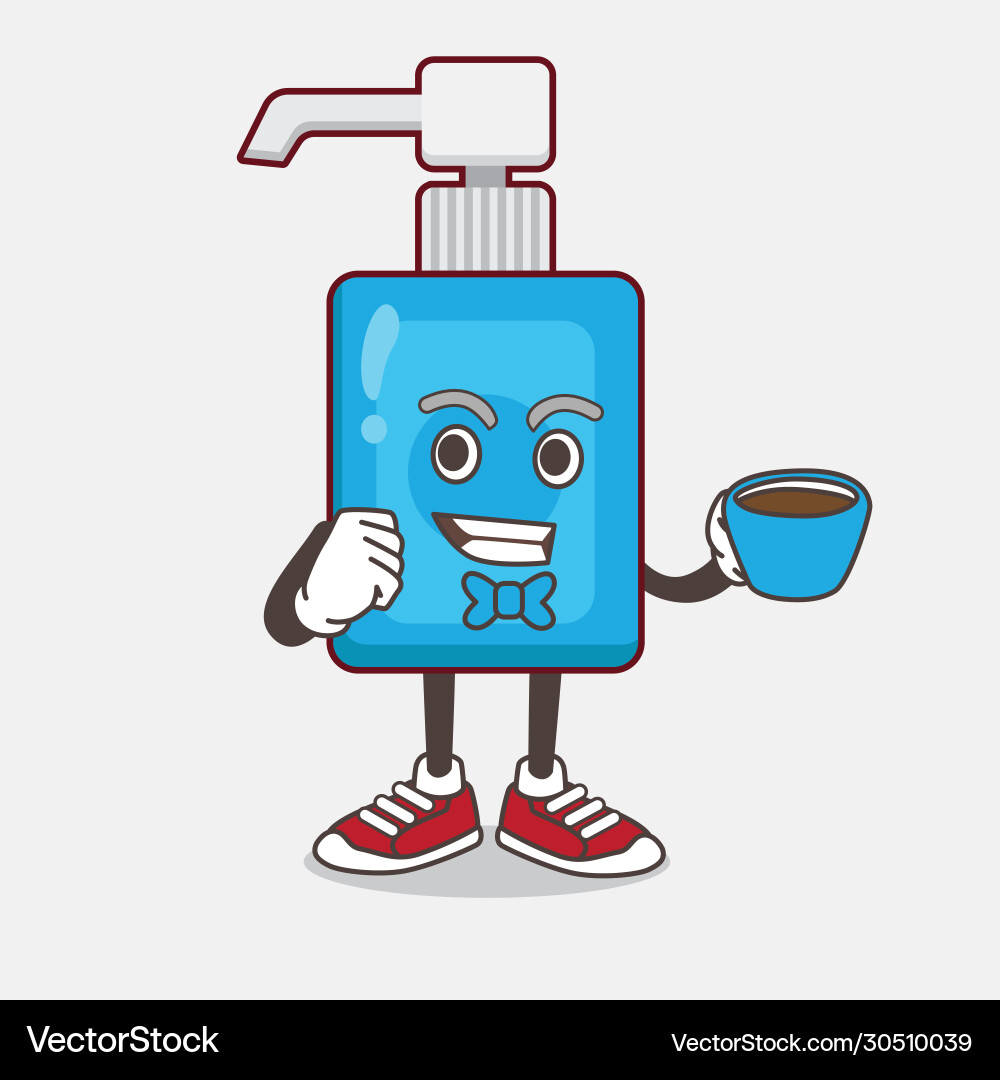 Hand sanitizer cartoon mascot character Royalty Free Vector