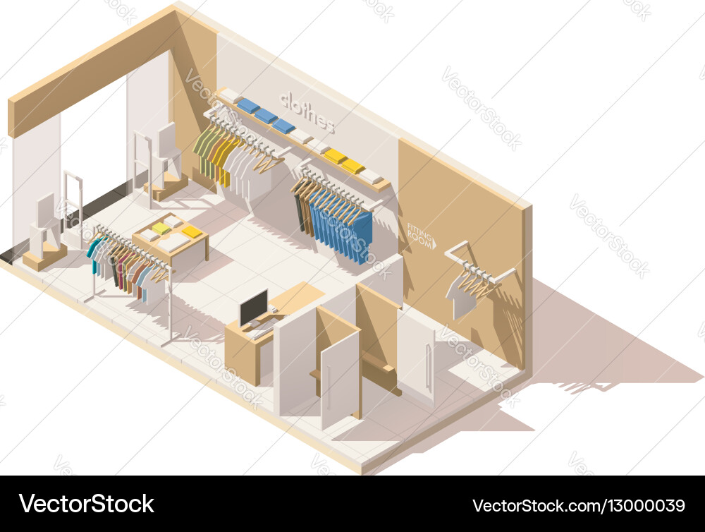 Isometric Clothing Store Icon - Retail Shop Vector Image