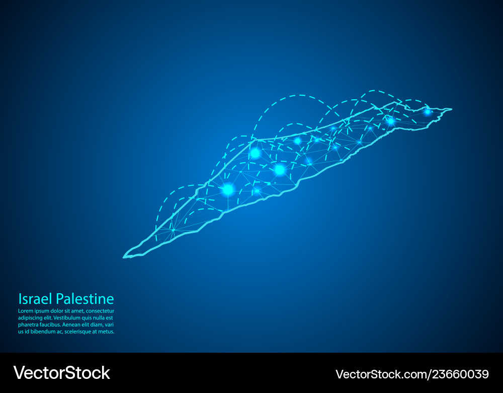 Israel palestine map with nodes linked by lines Vector Image