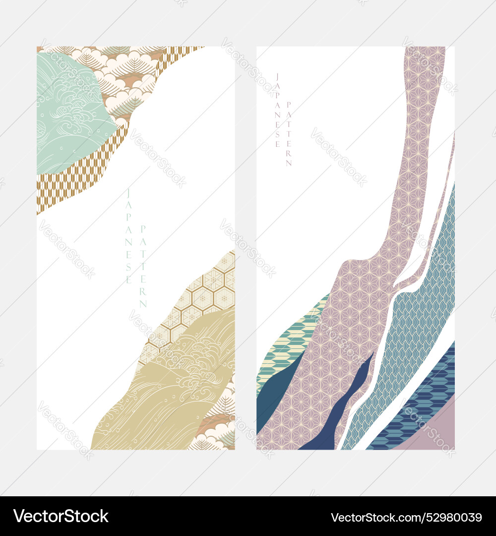 Japanese template hand drawn wave bonsai tree Vector Image