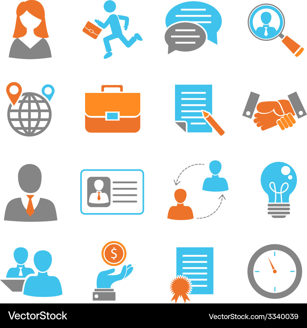 Job interview colored set Royalty Free Vector Image