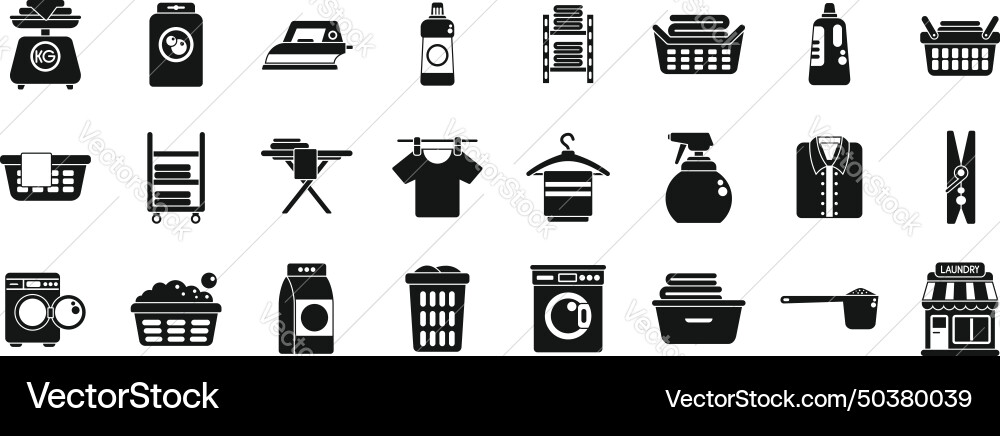 Laundry shop icons set simple cloth iron Vector Image