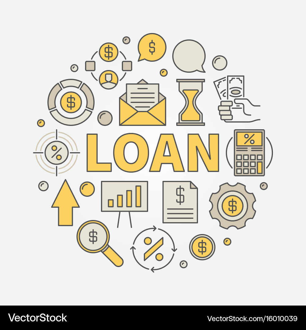 Loan round colorful Royalty Free Vector Image - VectorStock