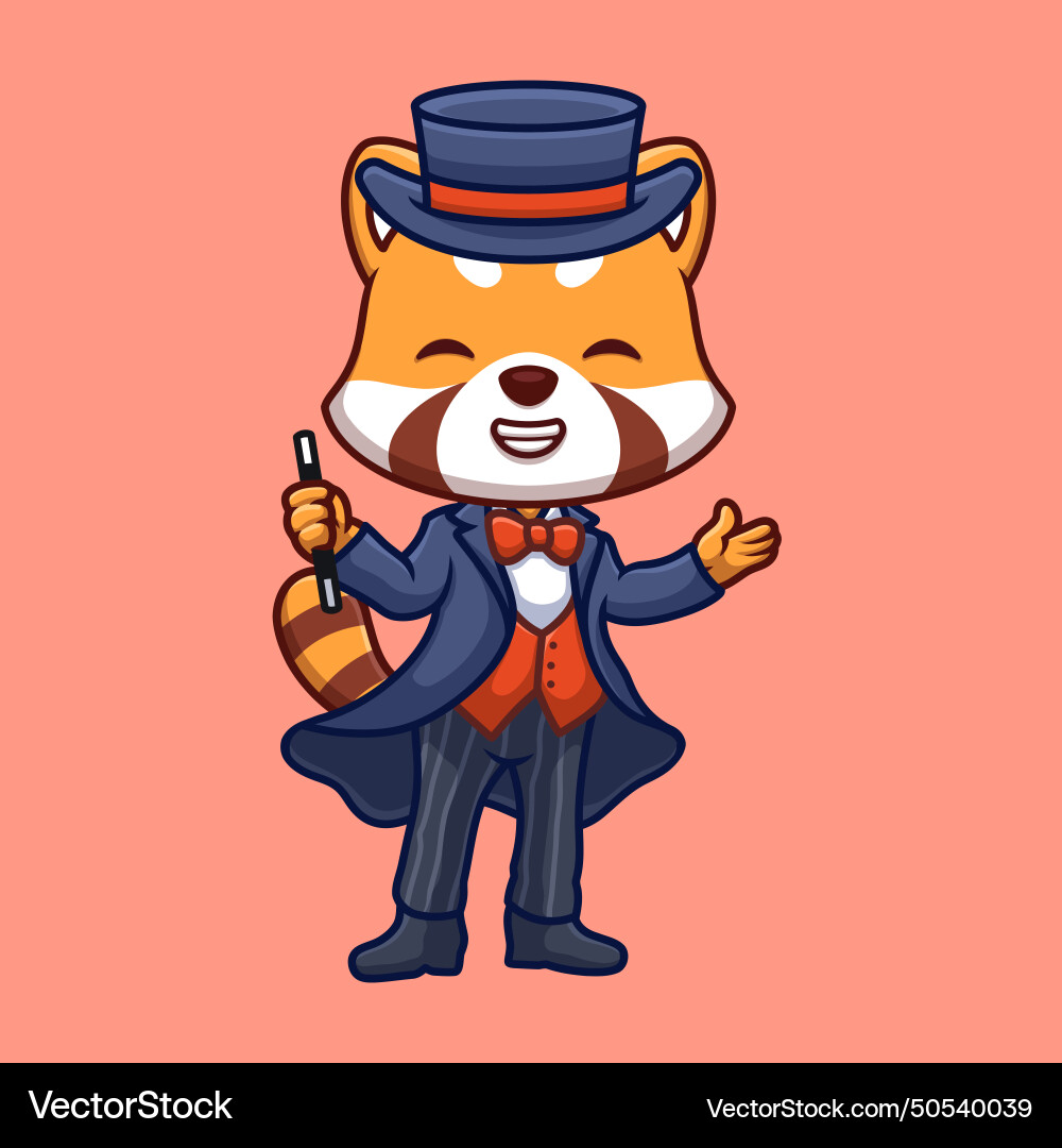 Magician red panda cute cartoon Royalty Free Vector Image