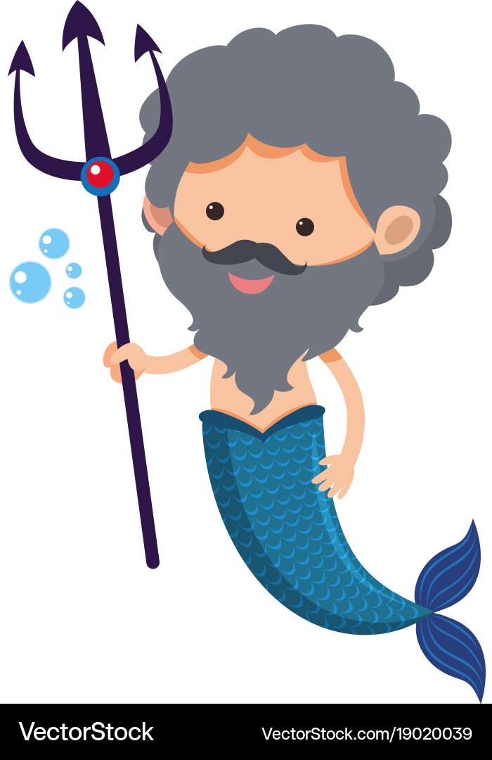 Male mermaid with trident Royalty Free Vector Image