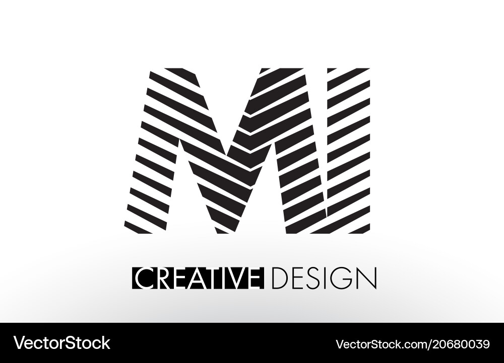 Mi m i lines letter design with creative elegant Vector Image