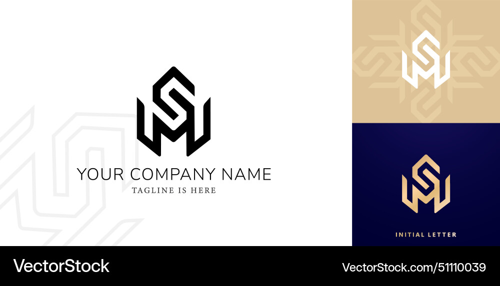 Sm or ms monogram letter minimalist Royalty Free Vector