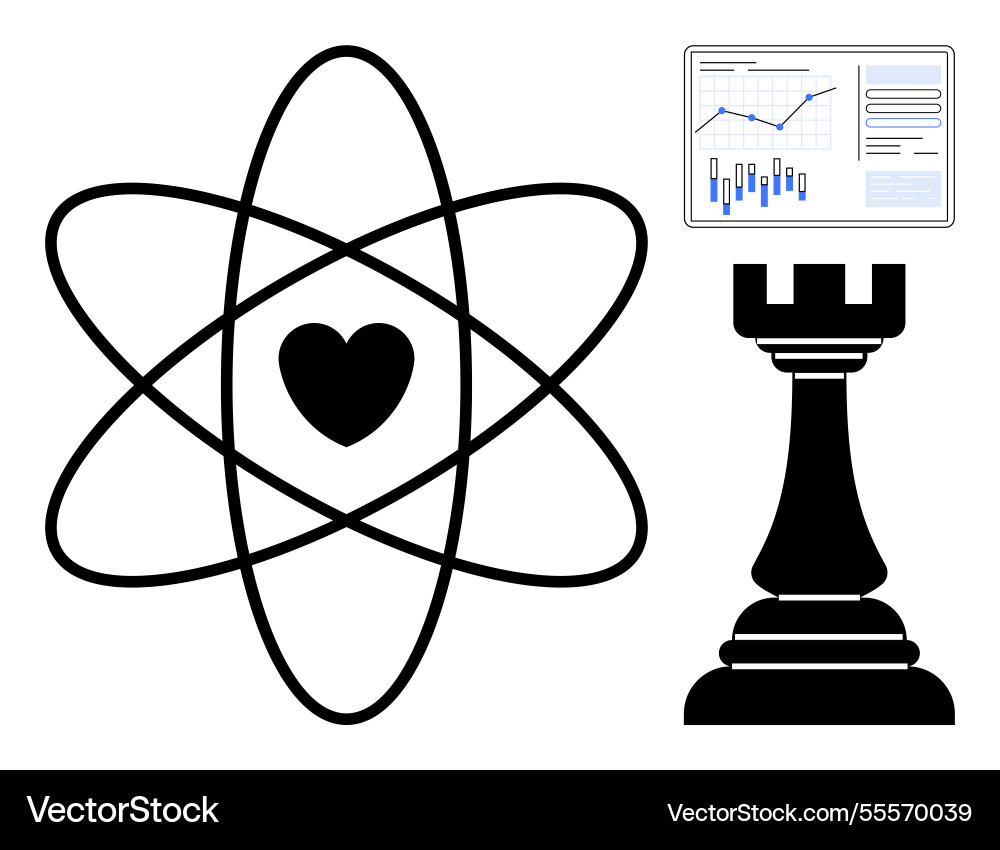 Symbols of science love strategy and data Vector Image