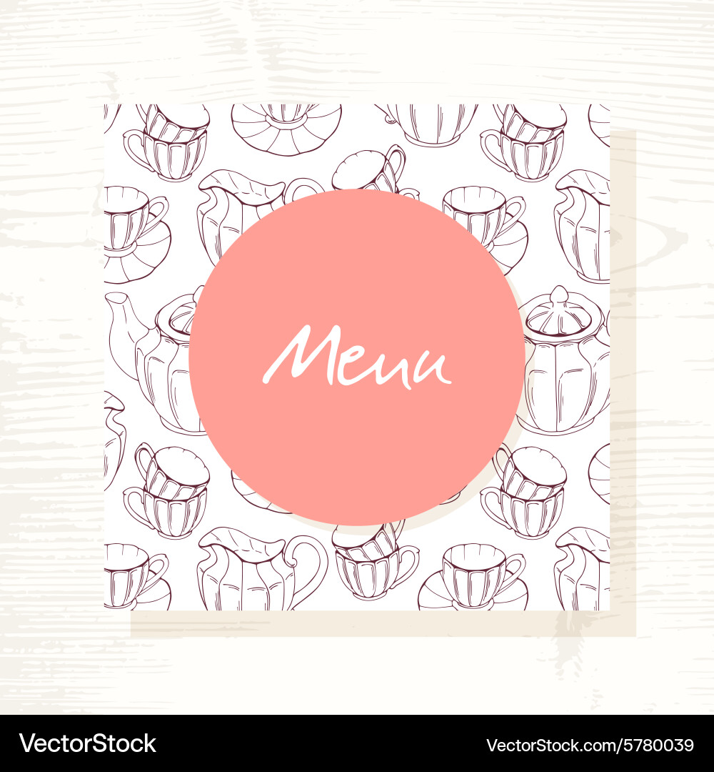 Tea room menu template with service Royalty Free Vector