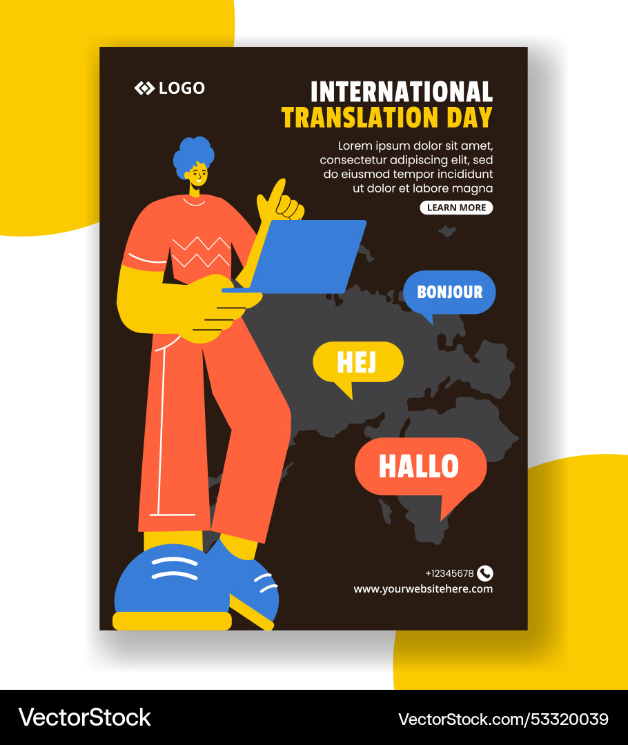 Translation language day vertical poster flat Vector Image