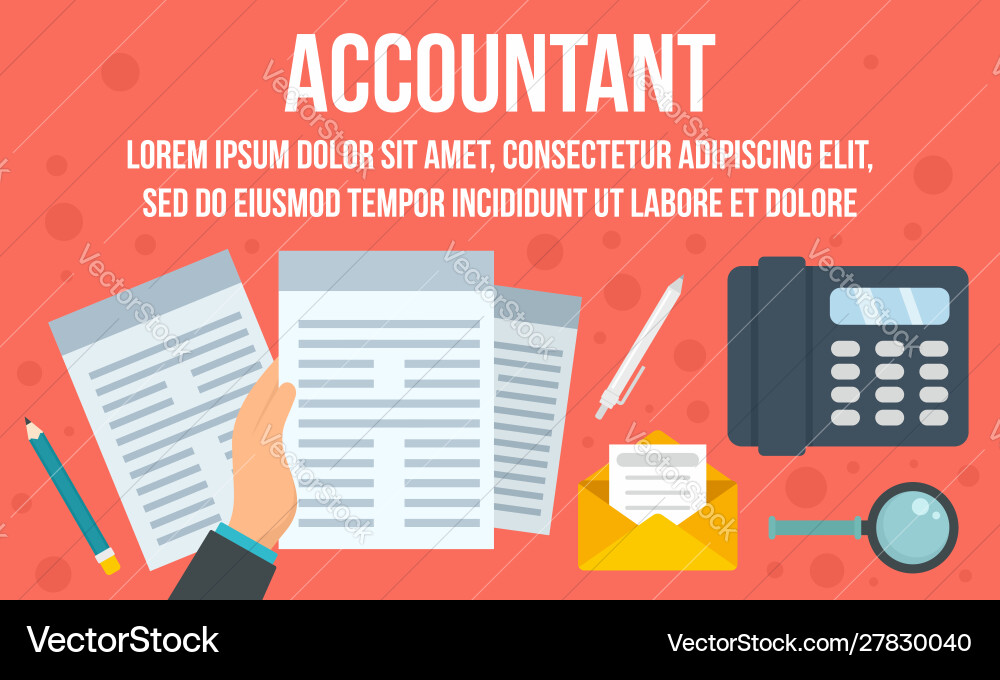 Accountant business concept banner flat style Vector Image