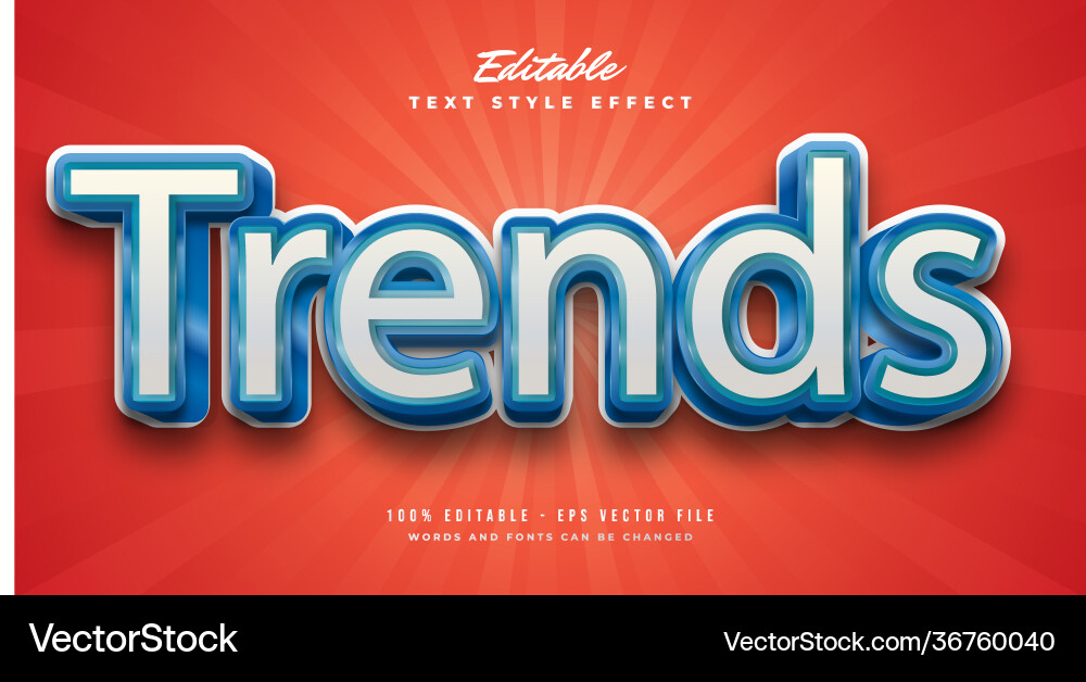 Blue and white text style with embossed effect Vector Image