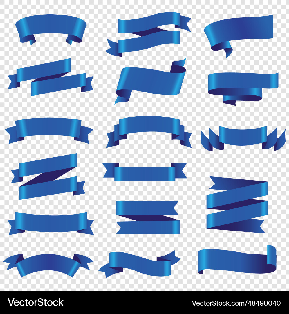 Blue silk ribbons and transparent background Vector Image