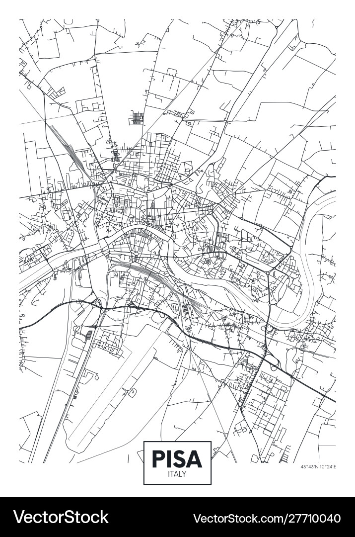 City map pisa travel poster design Royalty Free Vector Image