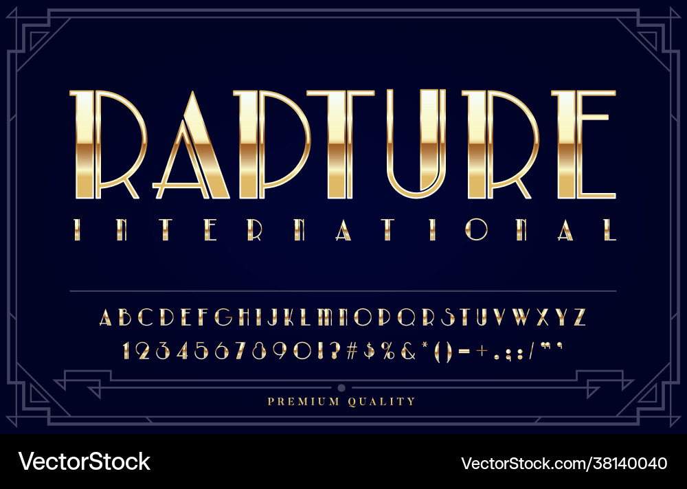 Gold Metallic Font Collection Royalty Free Vector Image