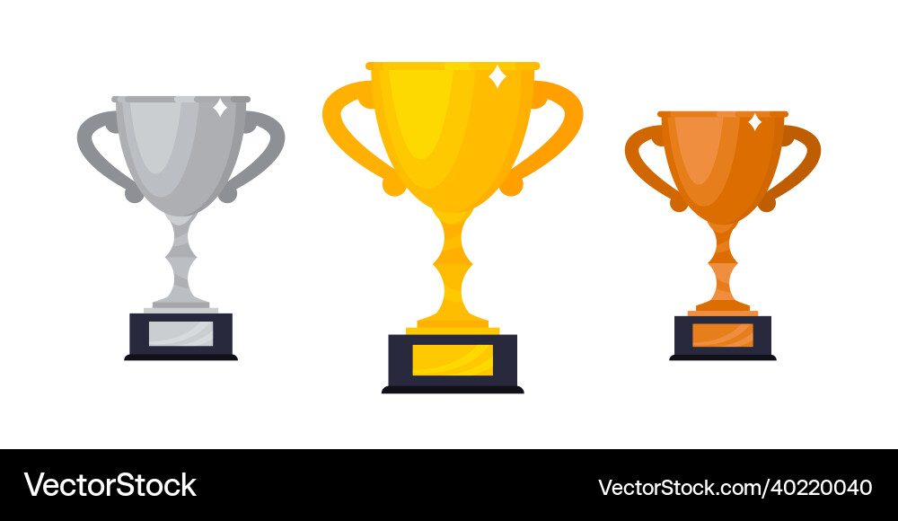 Gold silver and bronze award trophy goblet cup Vector Image
